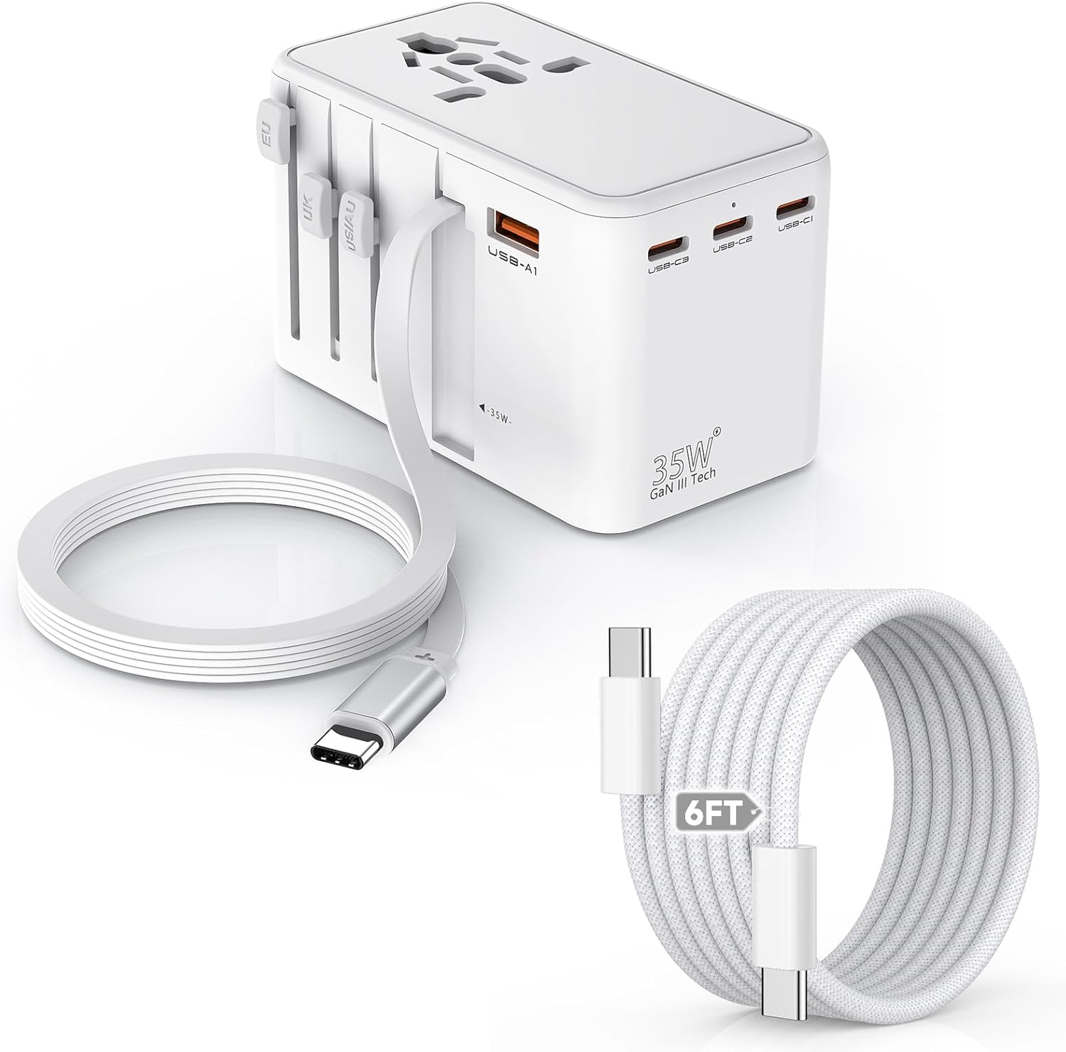 Amazon.com: Universal Travel Adapter,35W 4 USB Port(3C/1A) International Power Adapter,European ...