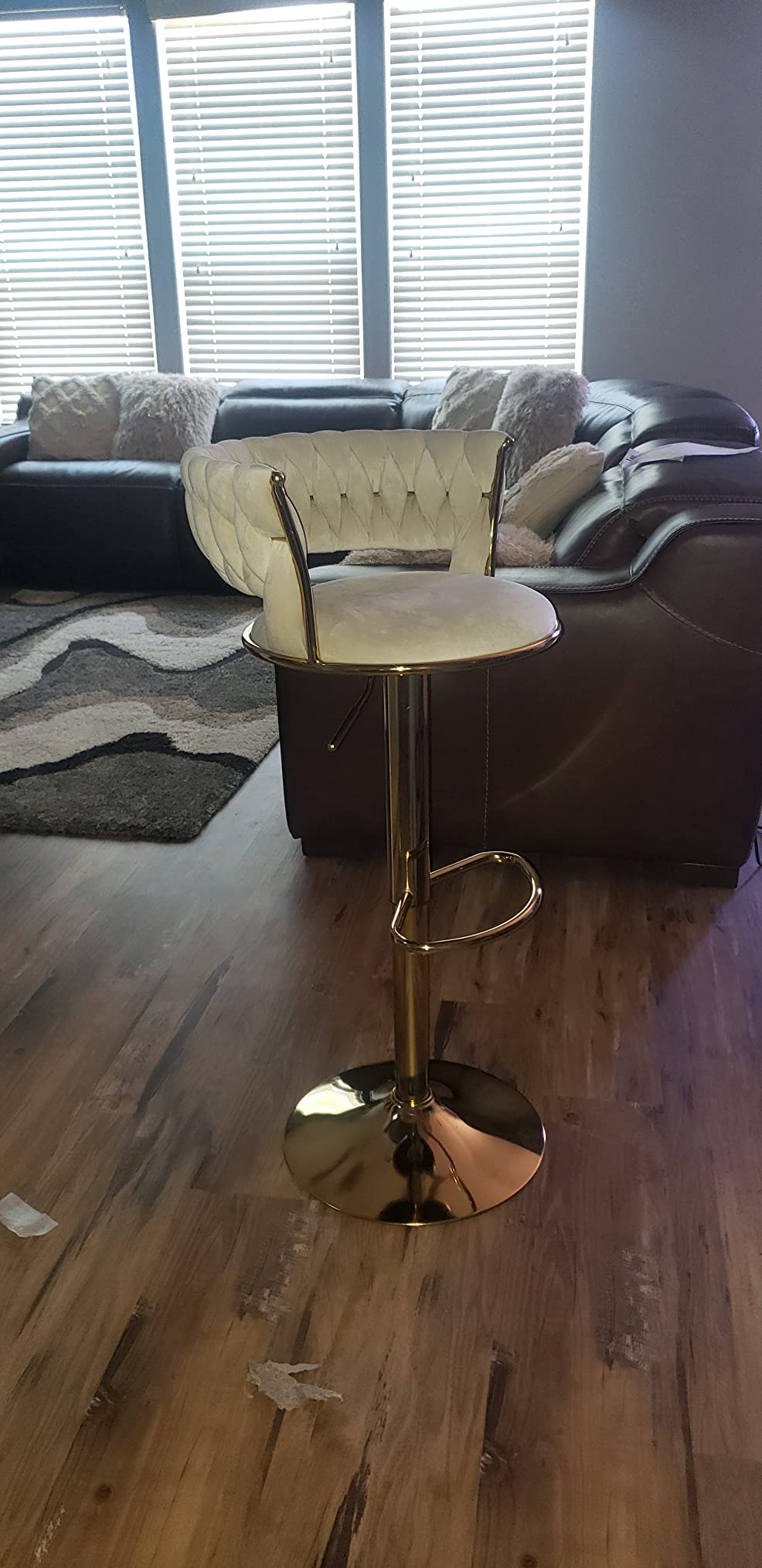 $44/mo - Finance Kakotito 360° Velvet Swivel Bar Stools with Low Back ...