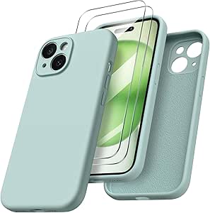 Amazon.com: ORNARTO for iPhone 15 Case 6.1 inch, Shockproof Liquid Silicone Cover with Screen ...