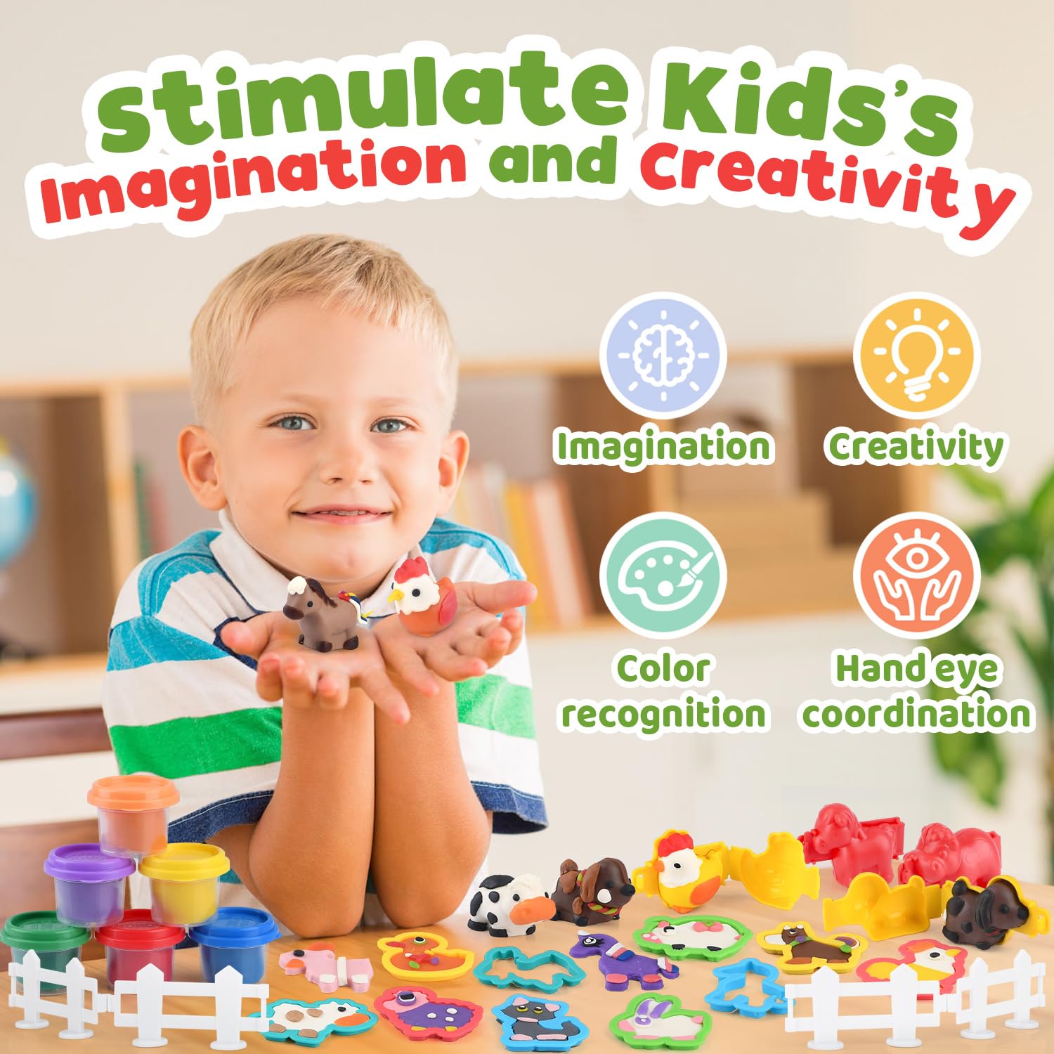 Snapklik.com : Farm Animals Playdough Sets For Kids Ages 4-8, Playdough ...