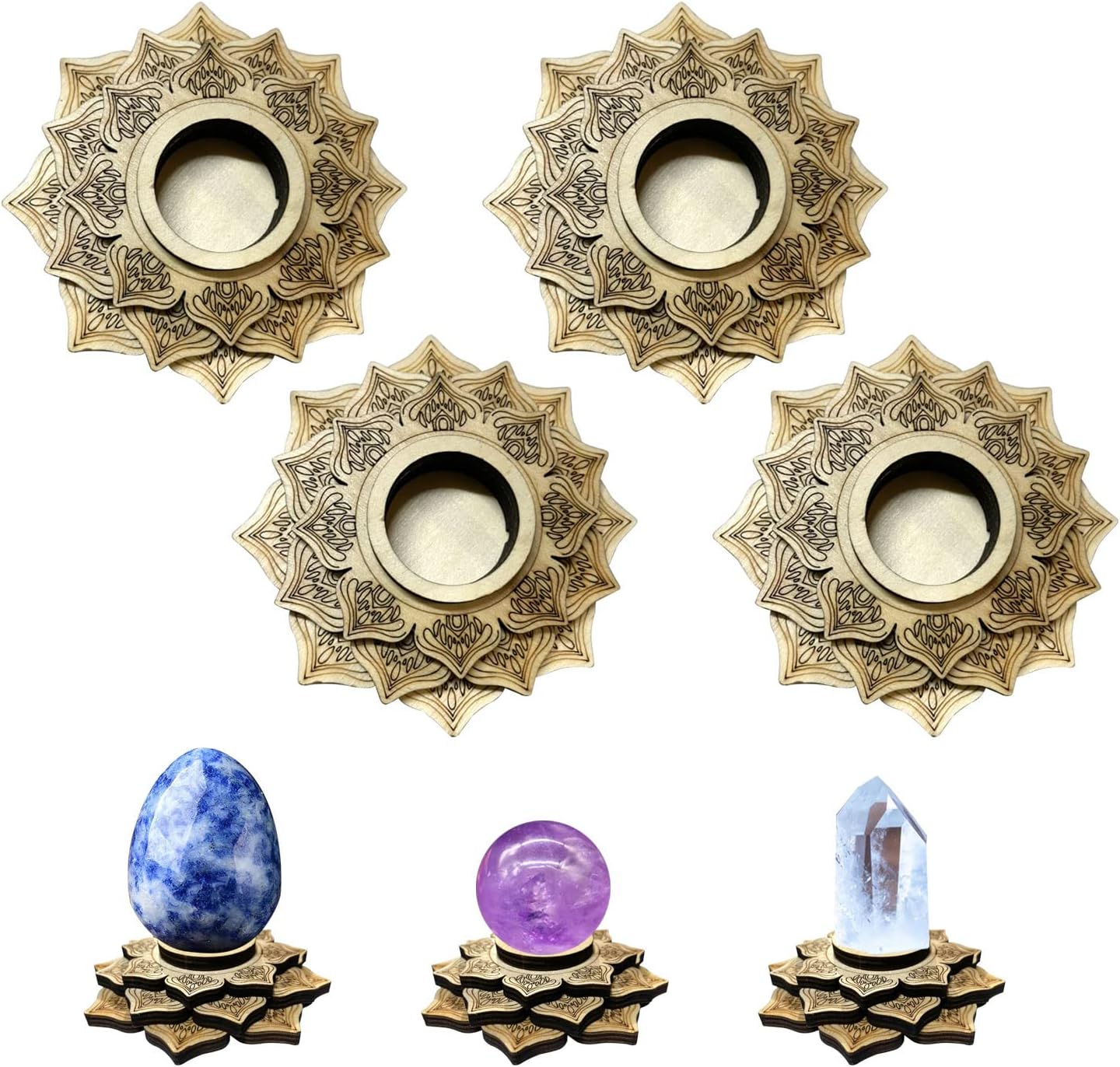 Amazon.com: 36 Pcs Wooden Crystal Ball Holder, Wooden Sphere Display ...