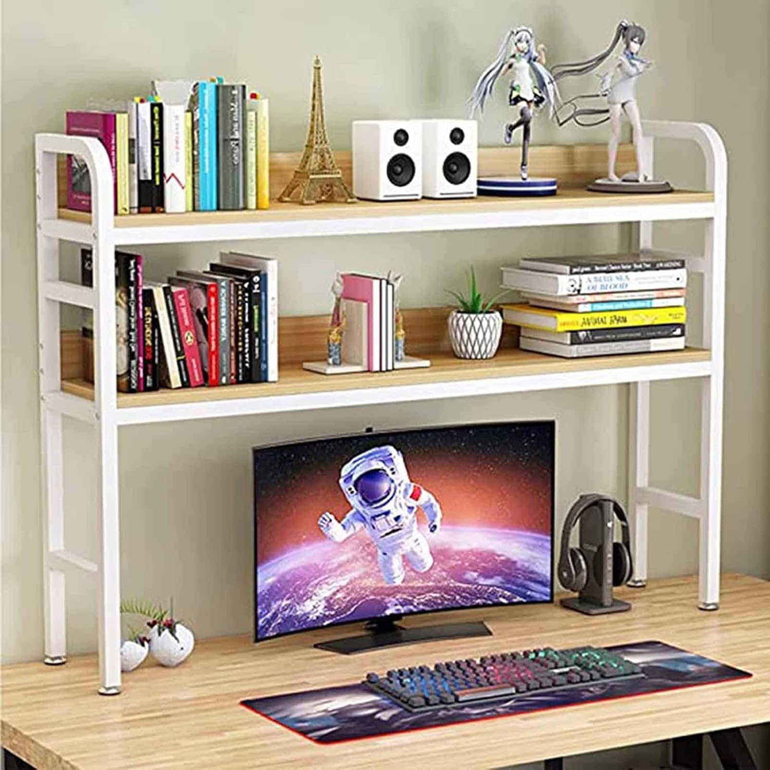 Amazon.co.jp: 2-Tier Desk Top Shelf - Desk Rack Book Stand Bookstand ...