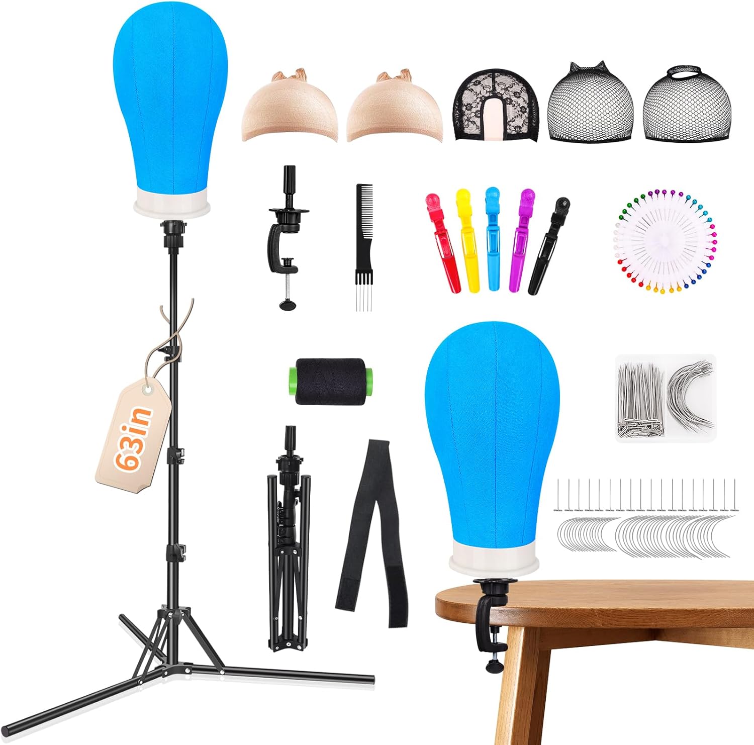 Amazon.com: TwoWin Wig Stand Tripod, 23'' Canvas Block With Mannequin ...