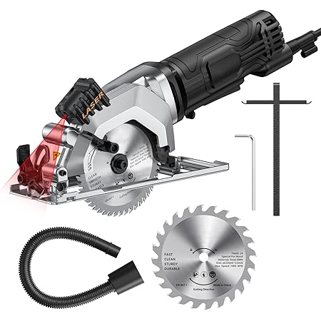 Mini Sierra Circular, Sierra Circular Compacta de 4,8 A y 4-1/2 Pulgadas, 3500 RPM, Sierras ...