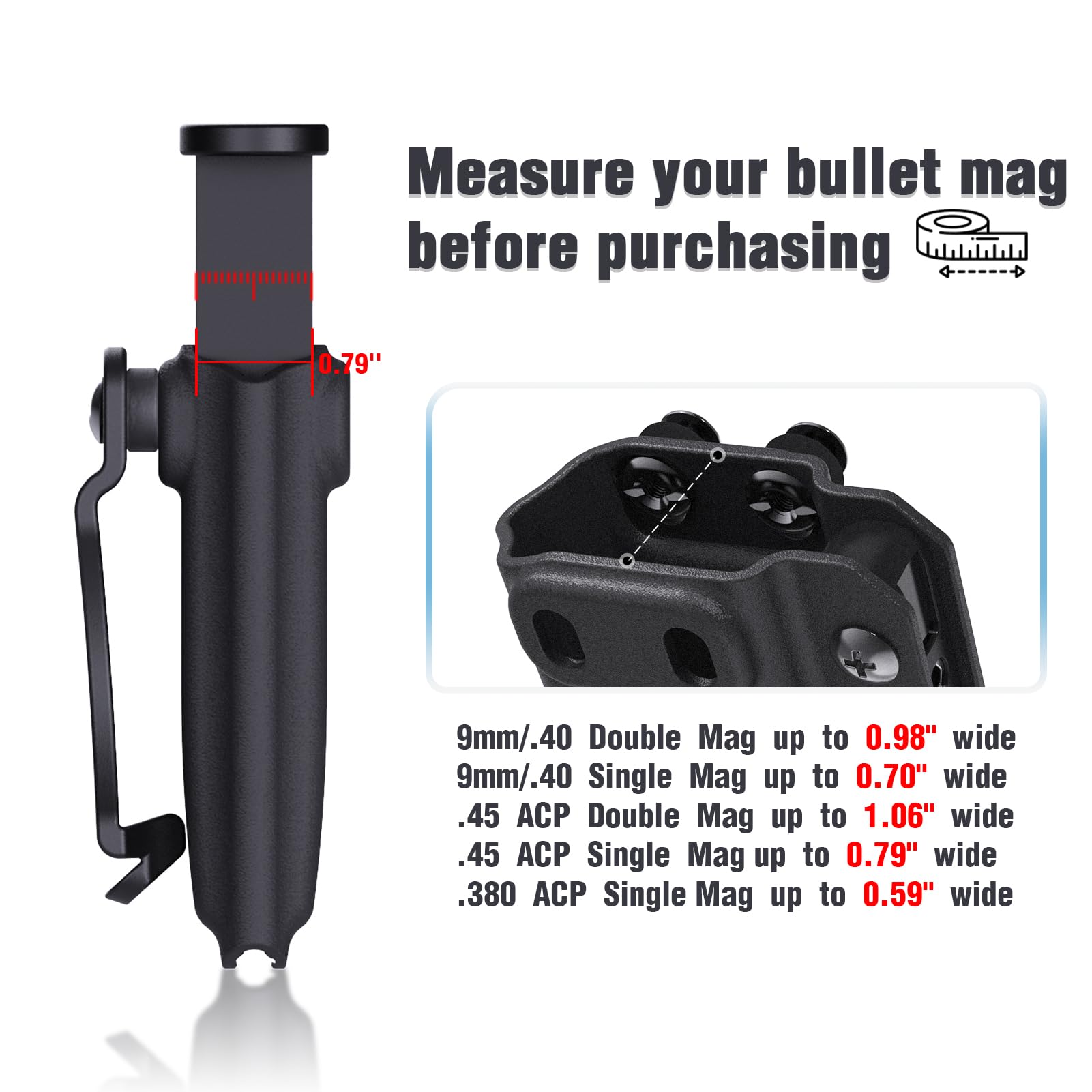 Snapklik.com : Forcenter Mag Carrier IWB/OWB Magazine Holster Kydex Mag ...