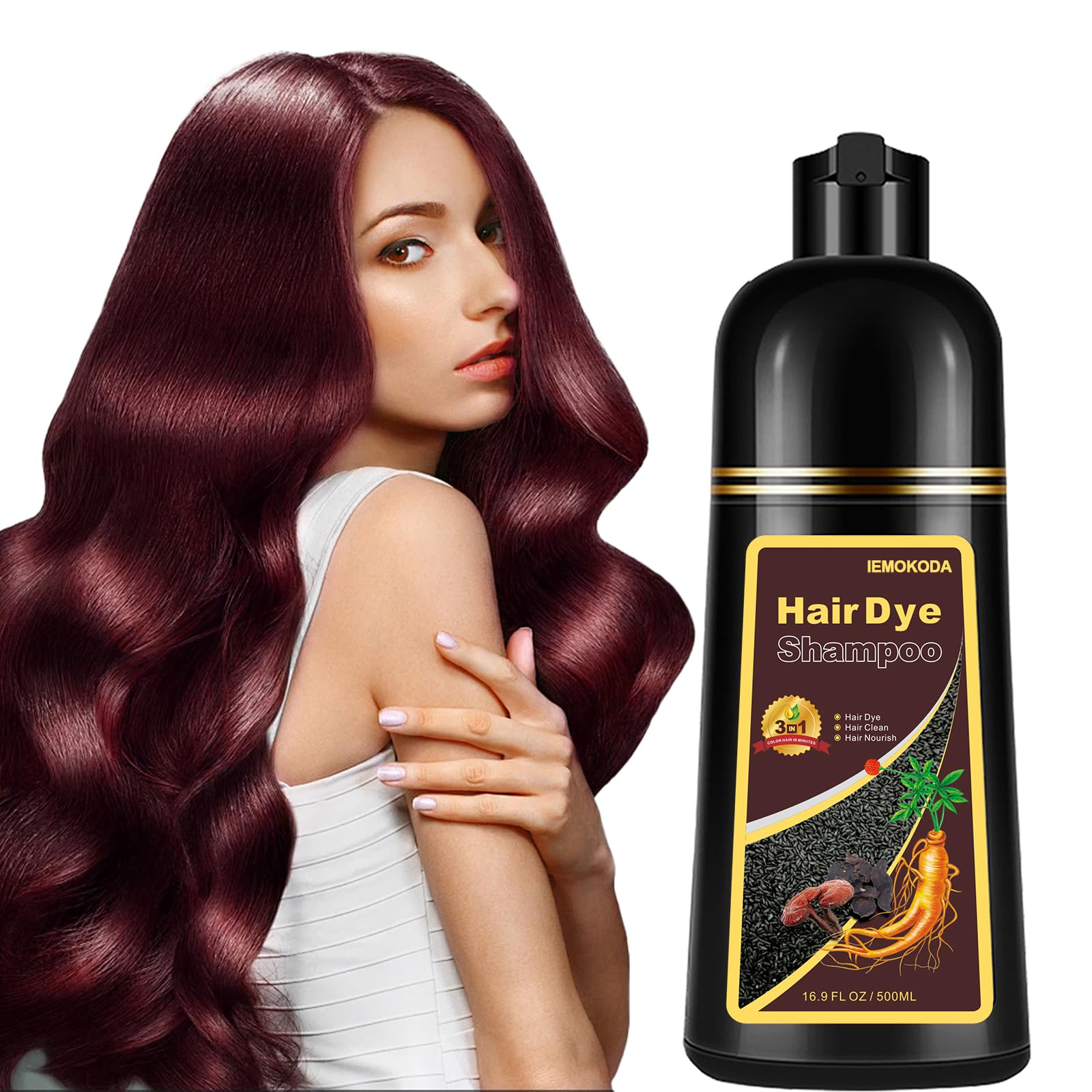 Amazon.com : Natural Hair Color Shampoo for Gray Coverage, Instant Red ...