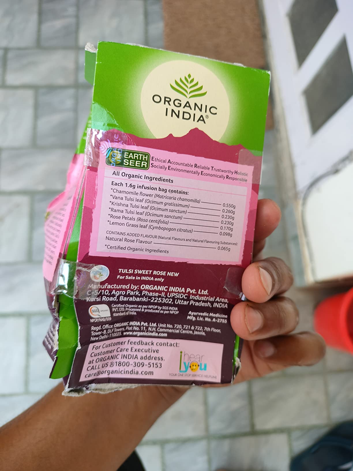 Organic India Tulsi Sweet Rose Tea - 25 Infusion Bags & Tulsi Green ...