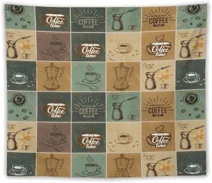 Amazon.com: Houselerax Coffee Tapestry, Rustic Coffee Theme Latte Tea ...