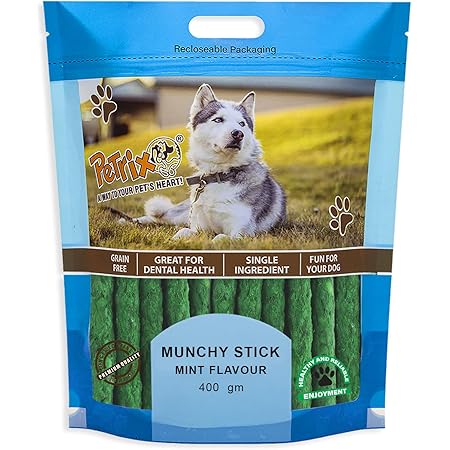 PETRIX Mint Flavored Munchy Chew Sticks For Dogs-400G, Dog Chew Sticks ...