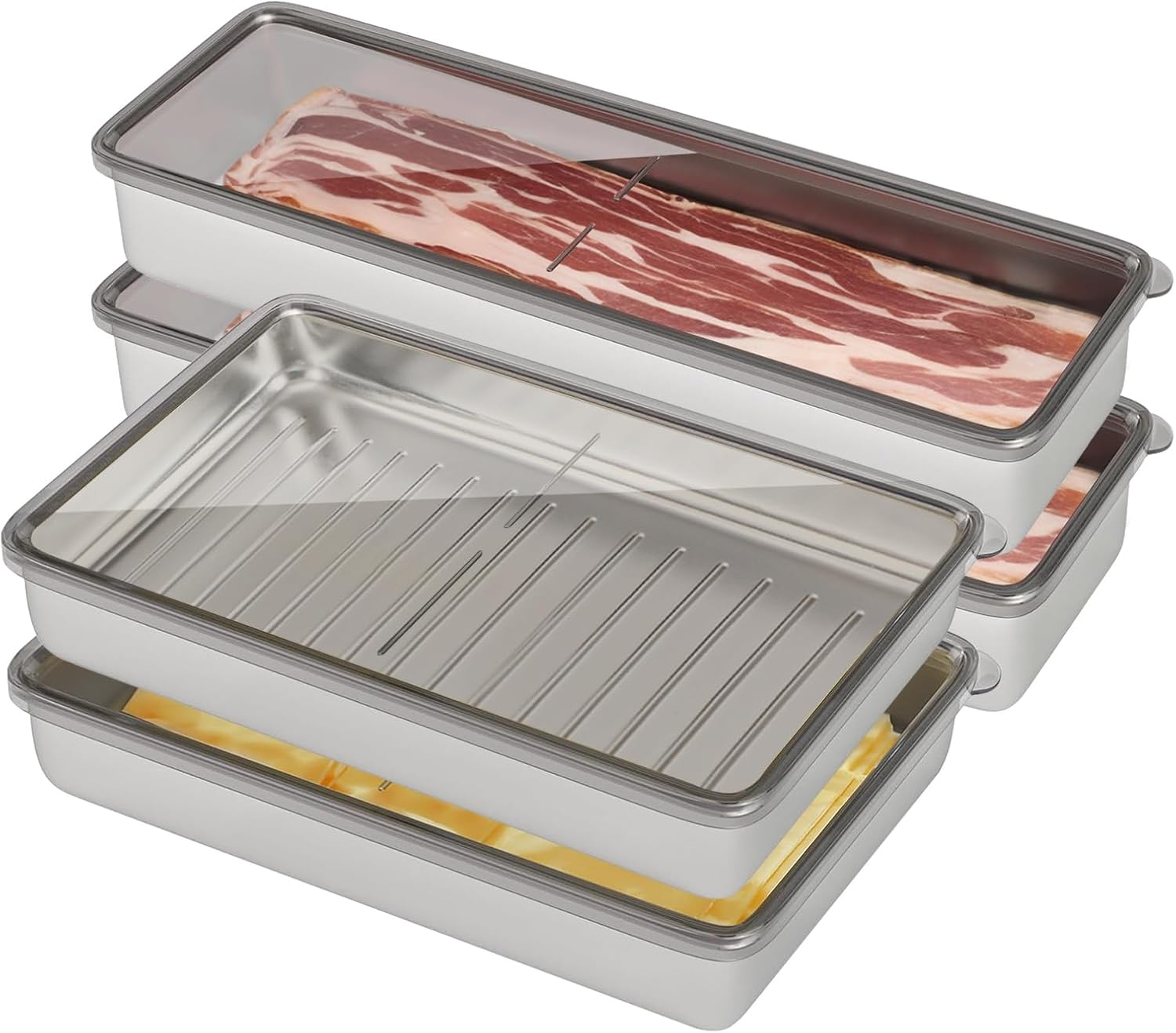 Amazon.com: 4 Pcs Deli Containers with Lids, Bacon Container for ...