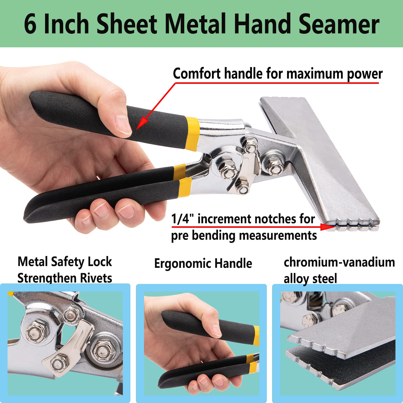 Snapklik.com : 6 Inch Sheet Metal Hand Seamer, Straight Jaw Sheet Metal ...