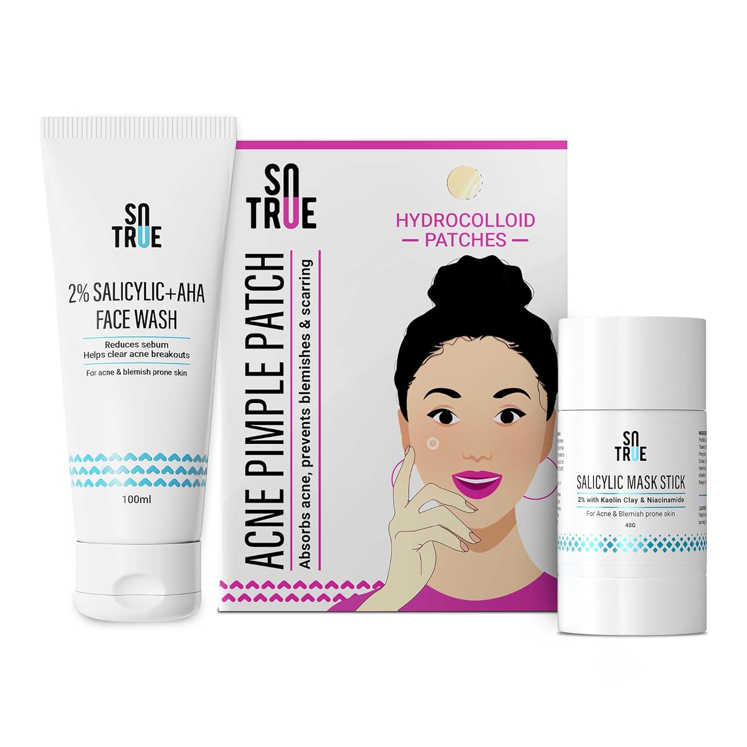 Sotrue Face Kit For Acne Prone & Oily Skin (Salicylic Acid Face Wash ...