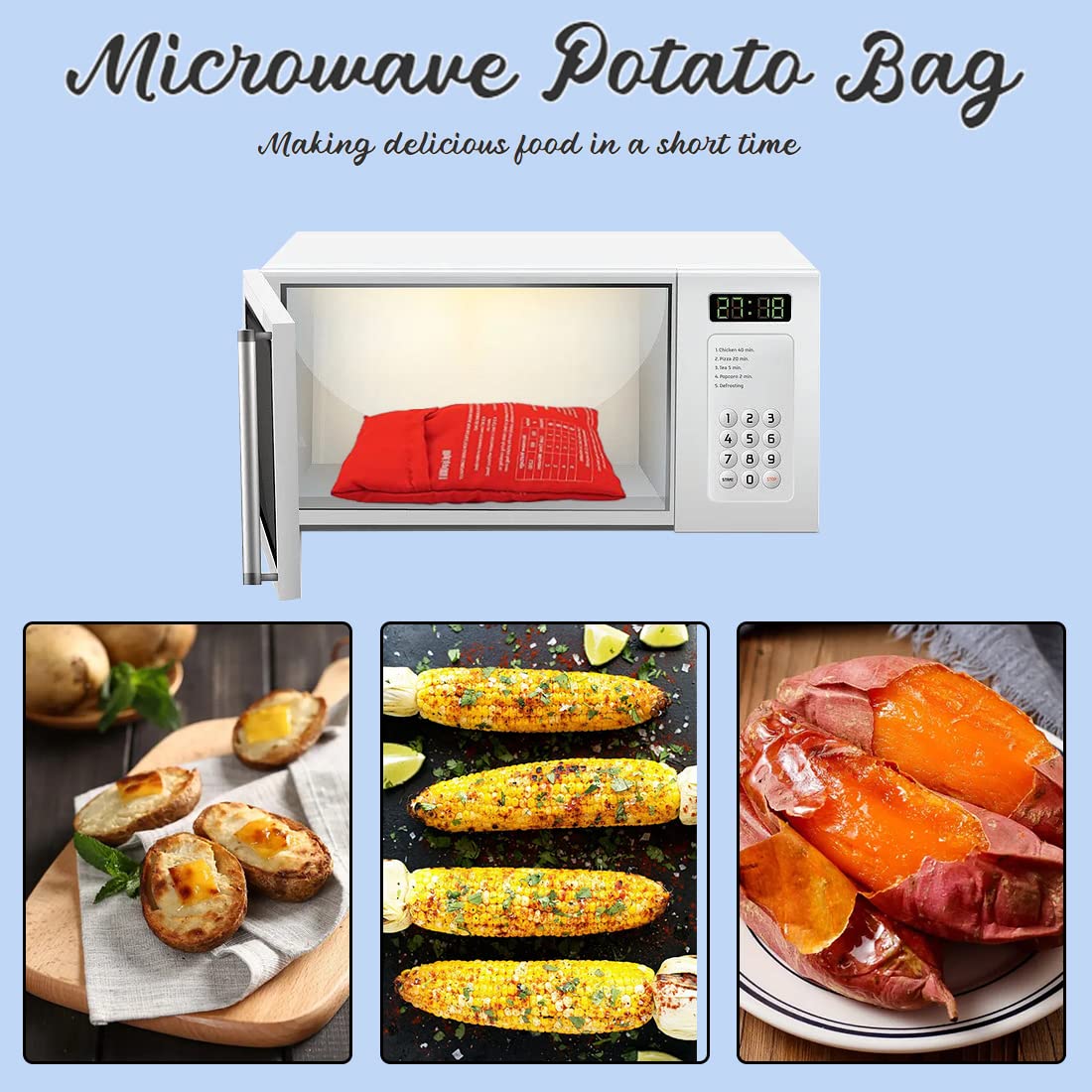 Red Potatoes 3/2/1pcs Baked Potato Microwave Bag Reusable Pouch ...