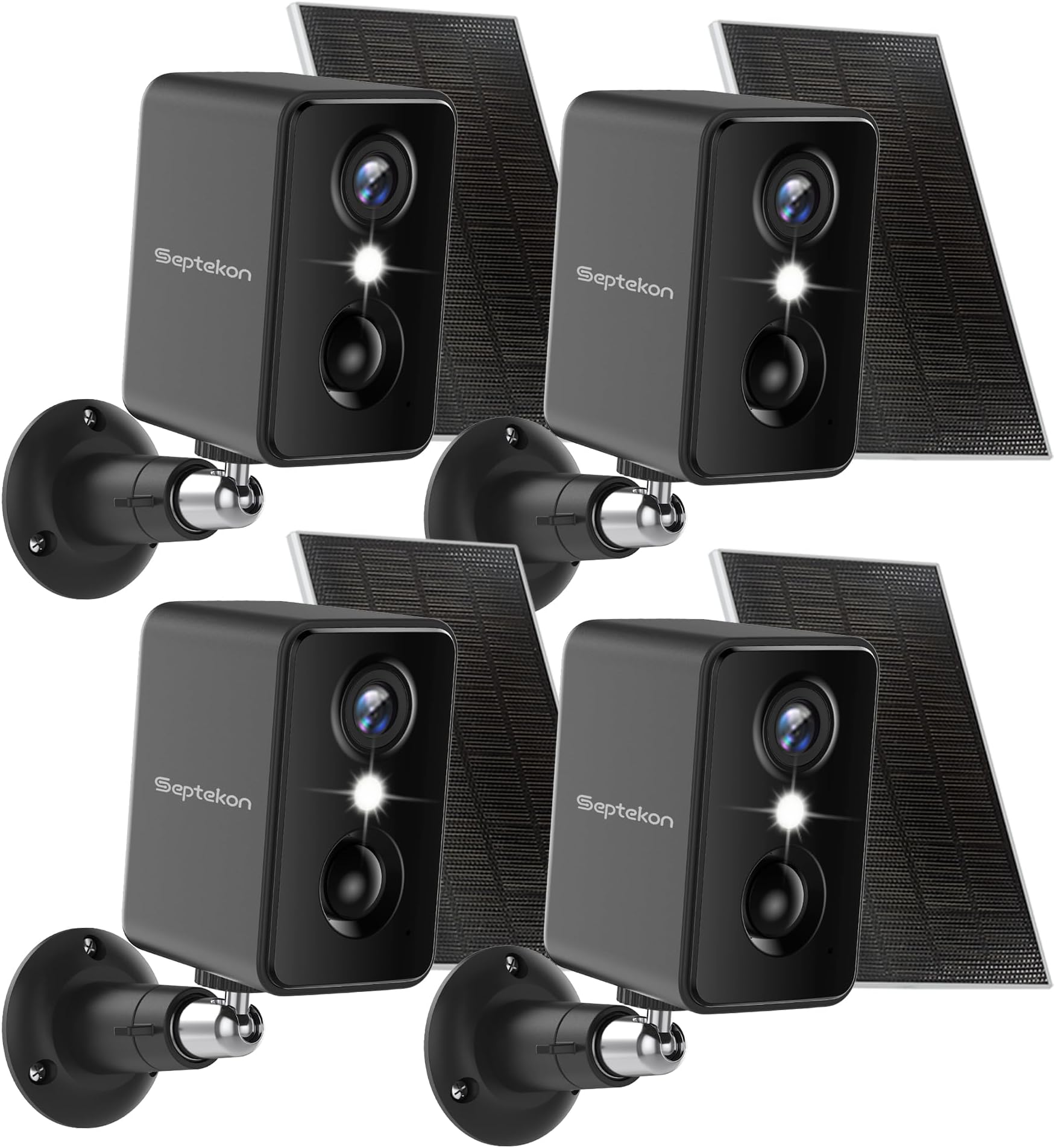 Septekon 4 Pack Solar Security Cameras Wireless Outdoor, 2K WiFi ...