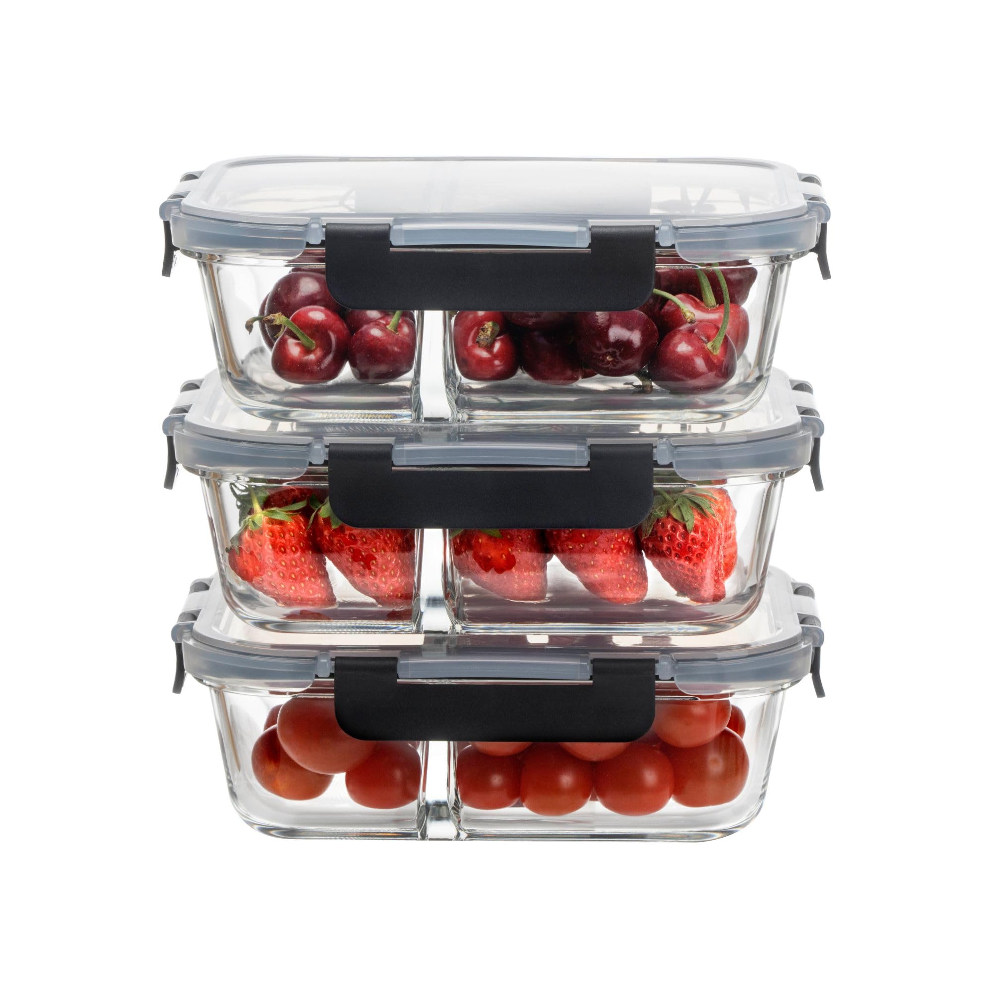 HOUSZY Glass Food Storage Containers with 2 Compartments, Glass Lunch ...