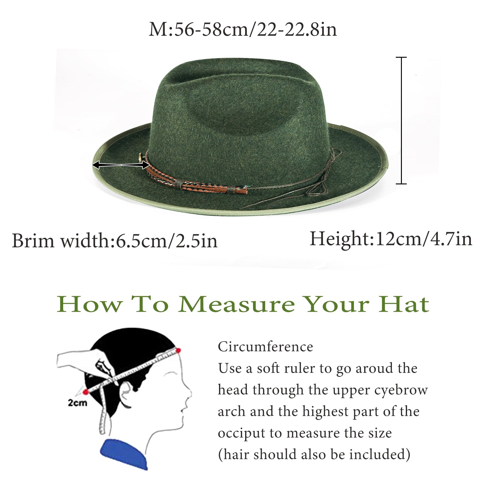 Snapklik.com : Open Road Hat Fedora Hat Pure Wool Felt Hat Vintage ...