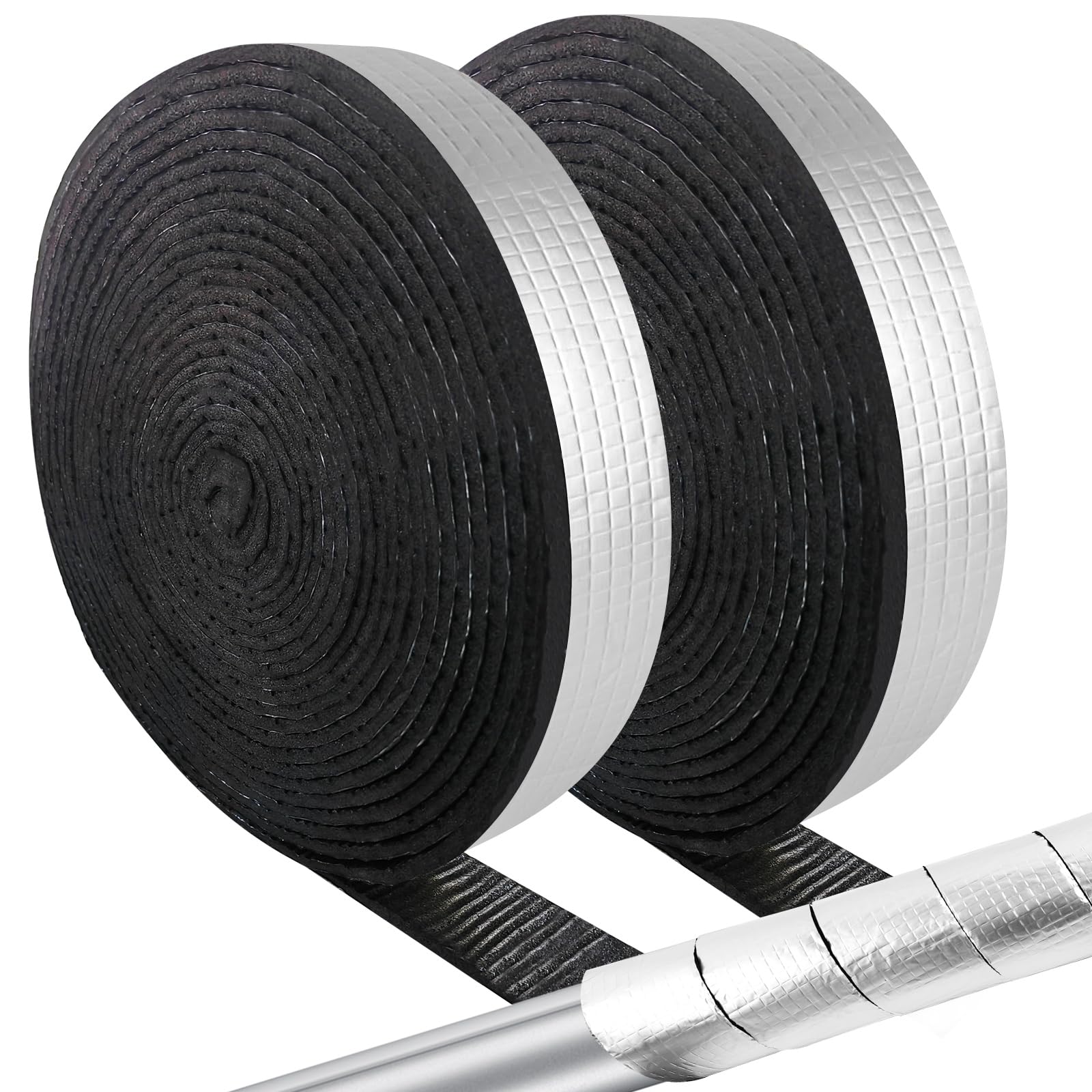 2 Roll Pipe Insulation Wrap, Outdoor Foam Foil Pipe Wrap Insulation ...