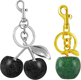 Amazon.com: ANDGING 2 pcs Cute Cherry Keychain Set Black Green Cherry ...