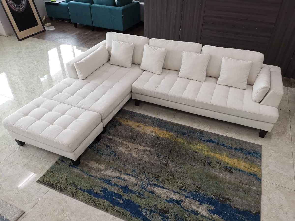 3-Piece Cream/White Modern Microfiber Sectional Sofa Set S168RW (Custom ...