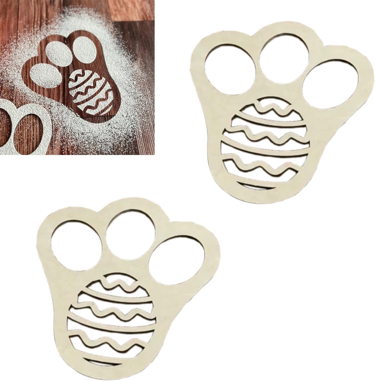 Amazon.com : ChrySm Easter Bunny Footprint Stencil,Wooden Reusable ...
