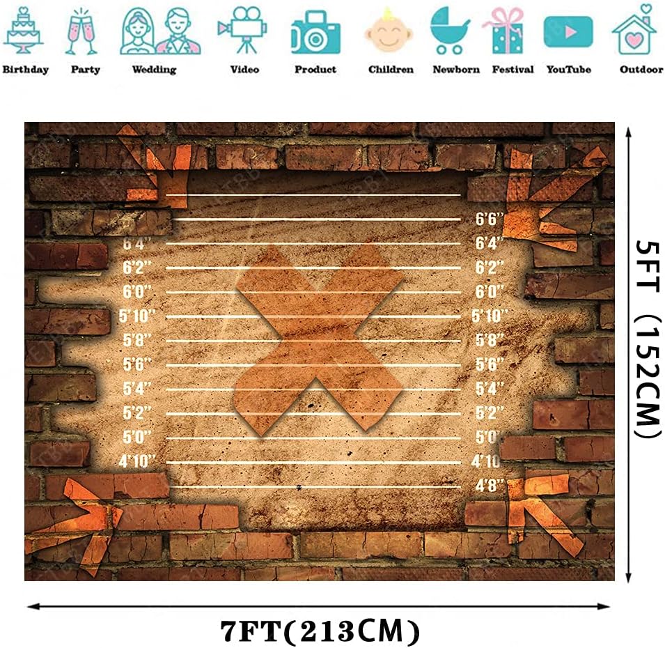 Buy ETBBT 7x5FT Vintage Brick Wall Backdrop Mugshot Police Lineup ...