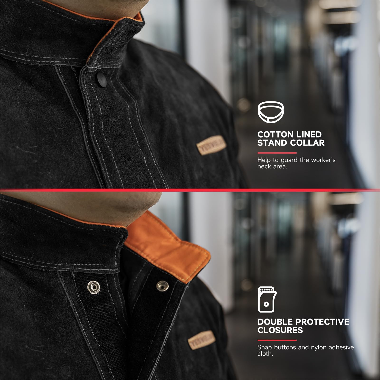 Snapklik.com : YESWELDER Black Leather Welding Jacket For Men Women