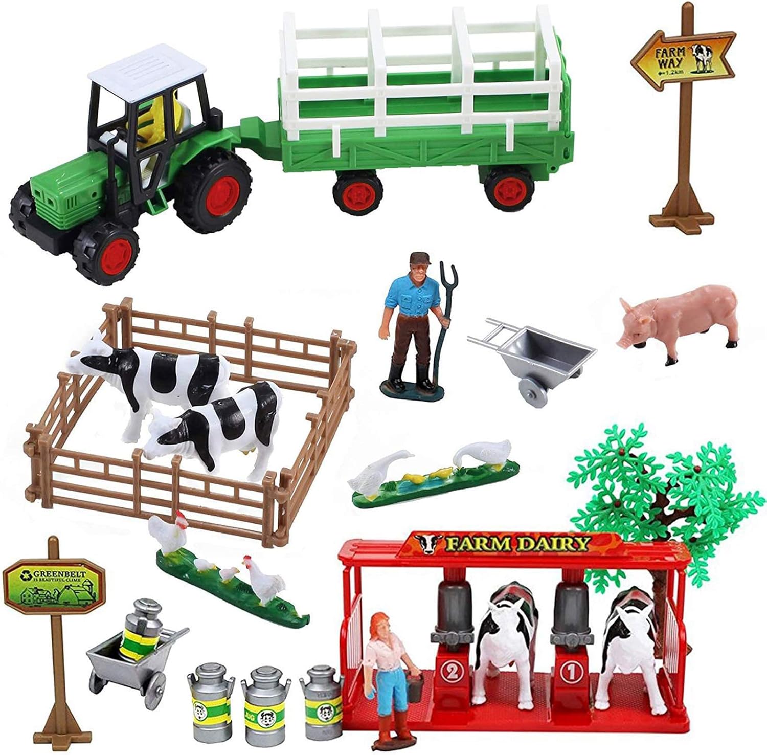 Amazon.com: Liberty Imports Pretend Play Dairy Farming Toys Set with ...