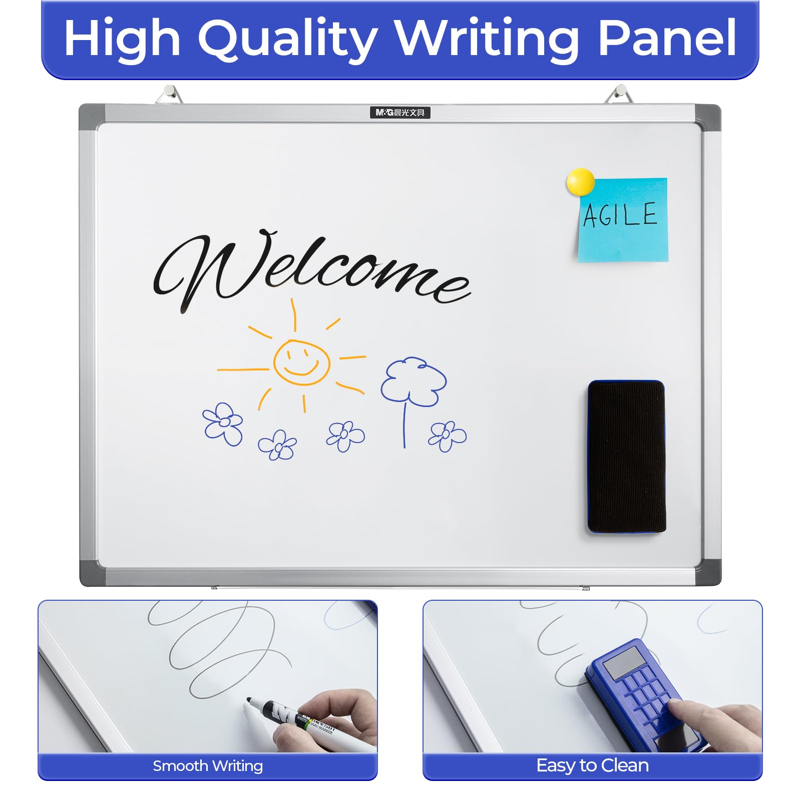 Snapklik.com : M&G Dry Erase Board Magnetic White Board For Wall, 24” X ...