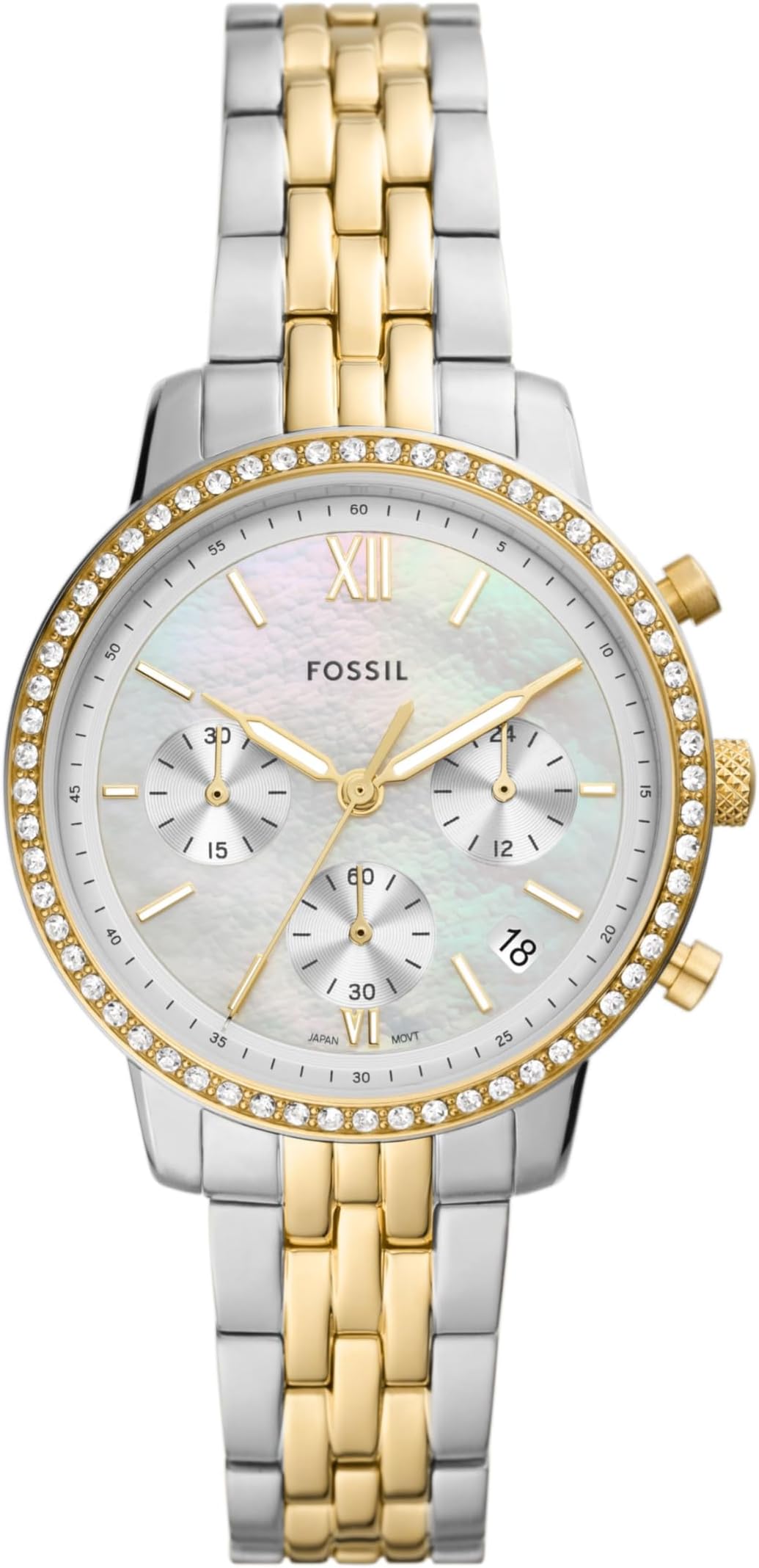 Buy Fossil Analog White Dial Multicolor Band Women's Stainless Steel ...