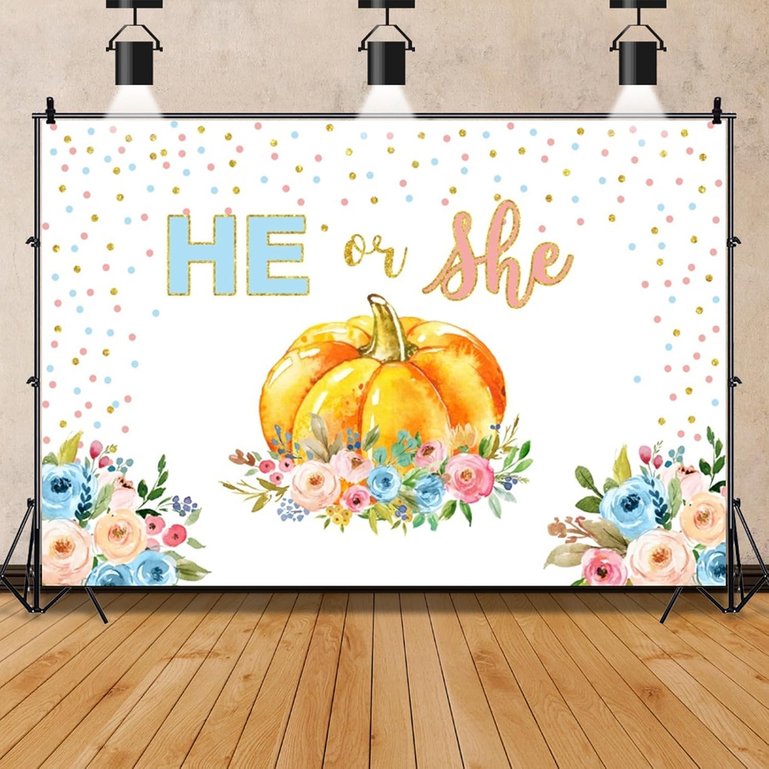 Amazon.com : Mestiker 7x5ft He or She Backdrop Banner Gold Harvest Big ...