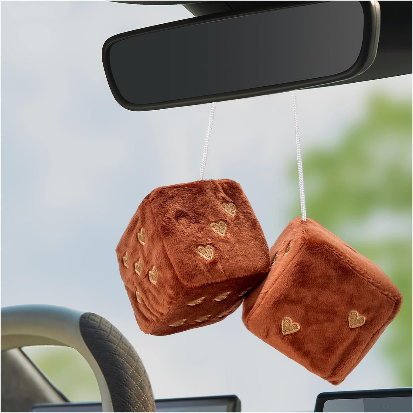 Amazon.com: Gasedin 1 Pair Fuzzy Plush Dice for Car Mirror, 3'' Retro ...