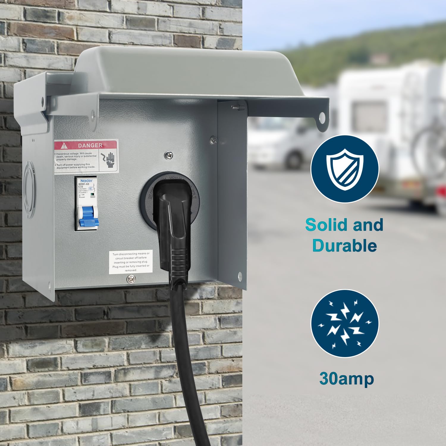 Snapklik.com : Kinchoix 30 Amp RV Power Outlet Box Temporary Power Outlet