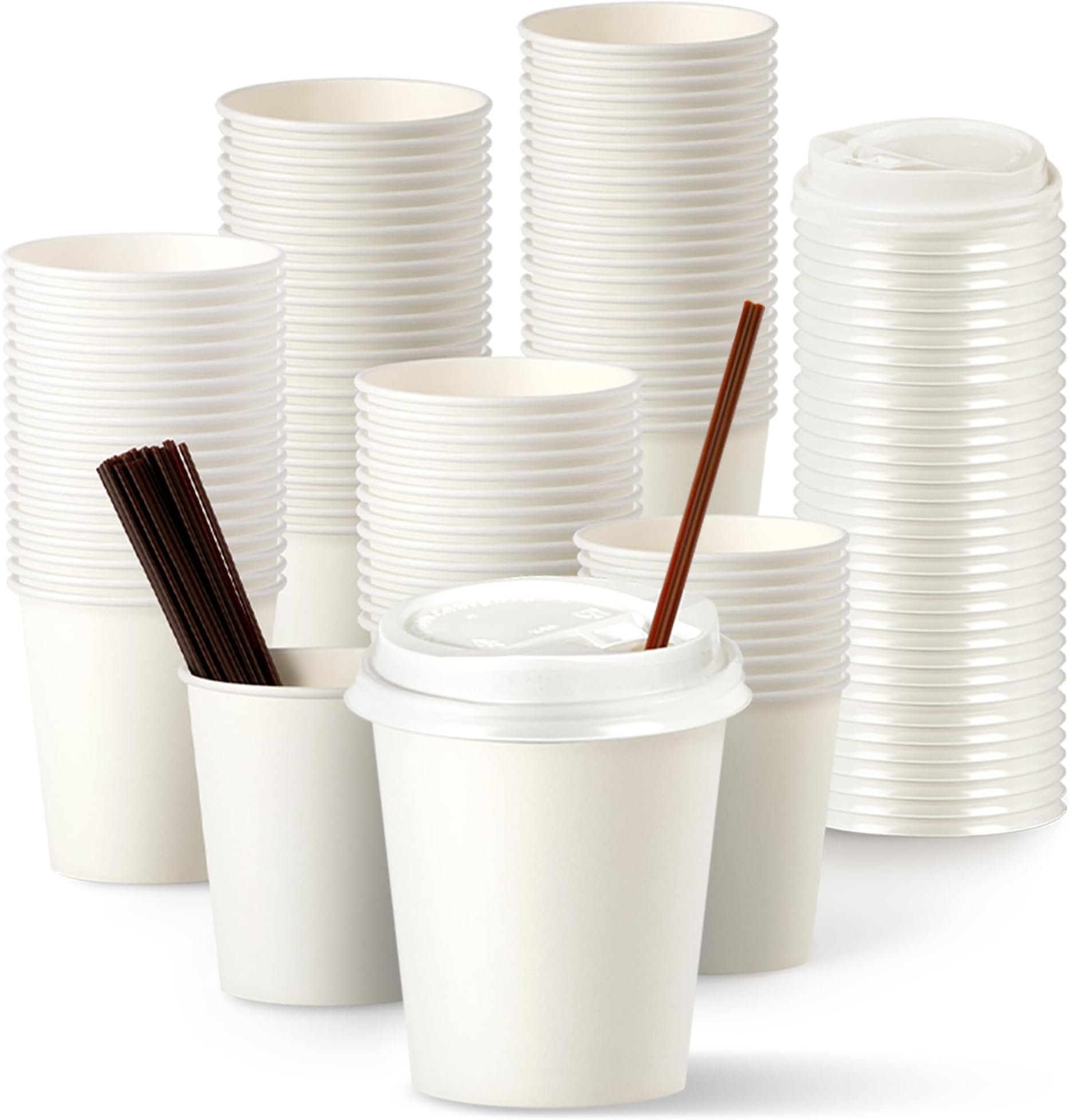 Berry Green 50 Vasos para Cafe de 10 oz (296 ml) Resistentes con Tapa y ...