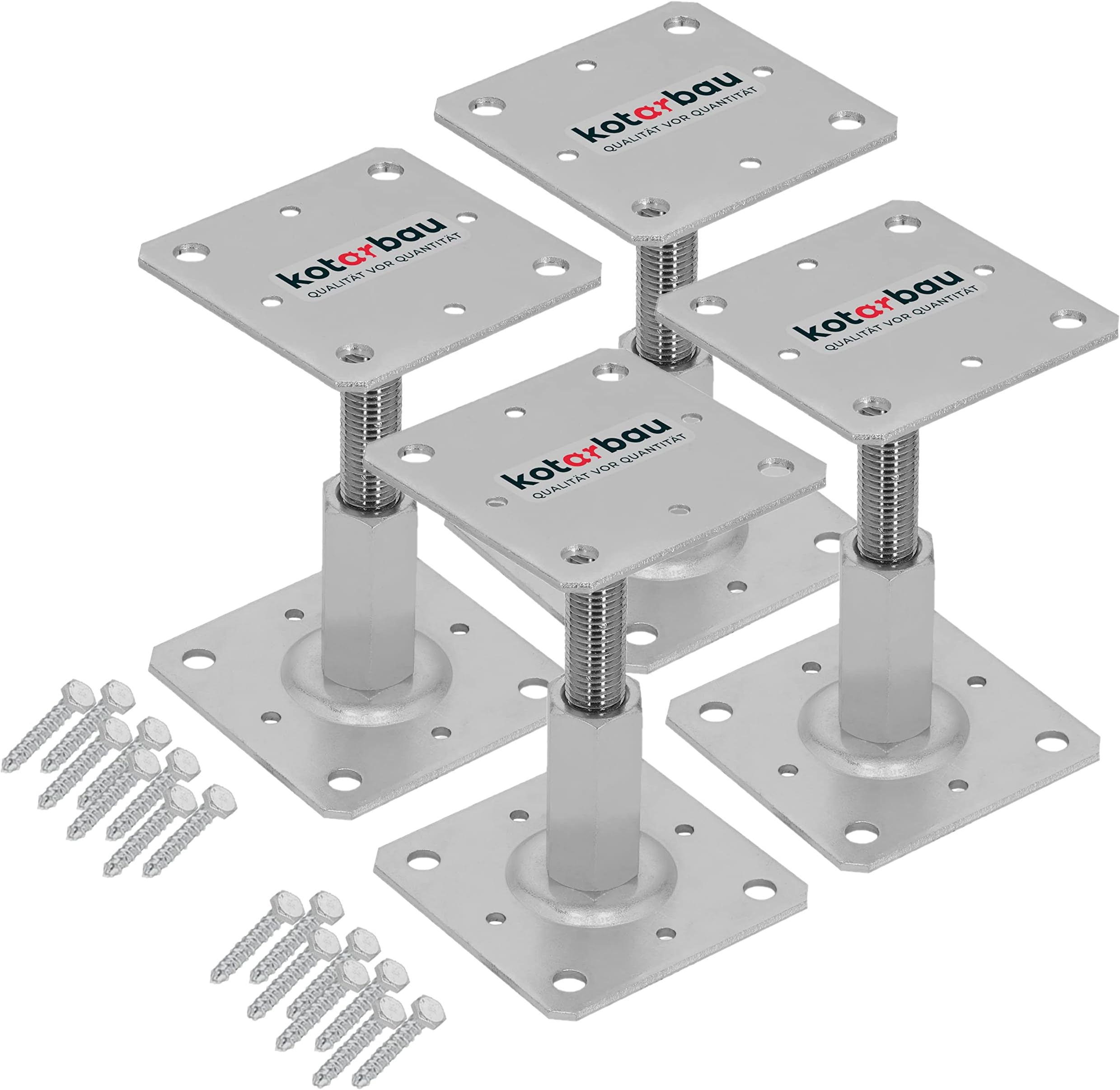 KOTARBAU® 4er Set Pfostenträger 80 x 80 mm Höhenverstelbar 90 – 150 mm ...