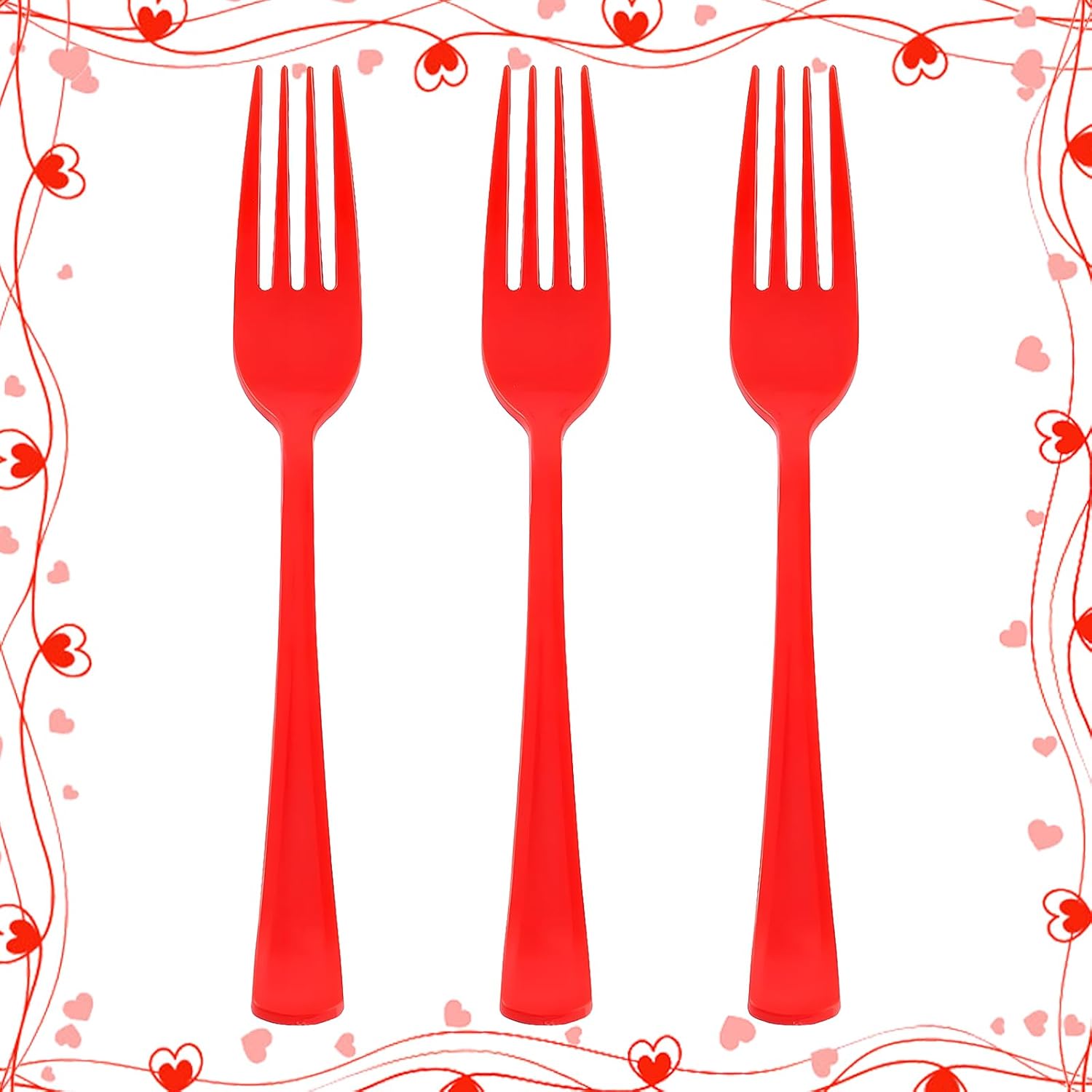 Amazon.com: 50 PCS Red Plastic Forks, Red Plastic Silverware, Heavy ...