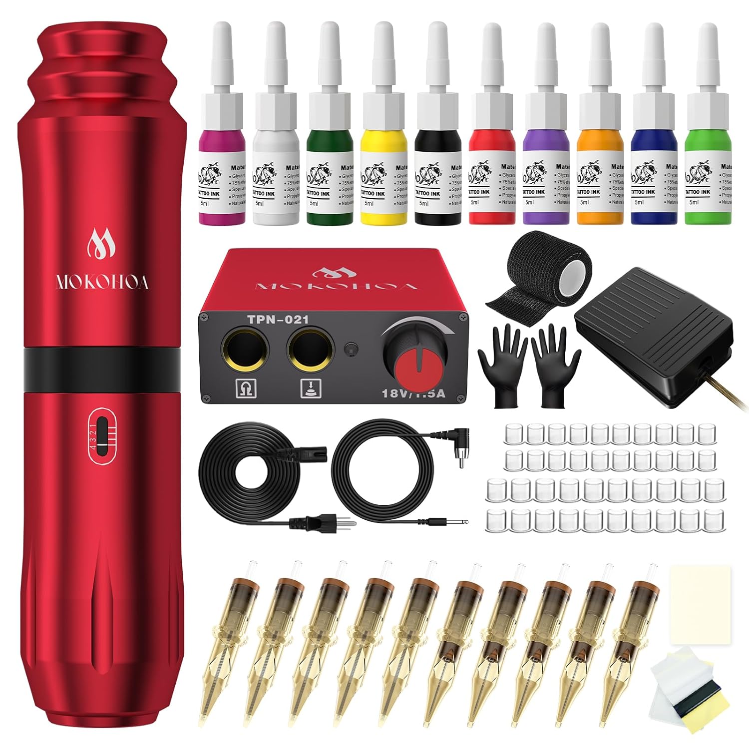 Amazon.com: MOKOHOA Tattoo Gun Kit for Beginners Cartridge Tattoo ...