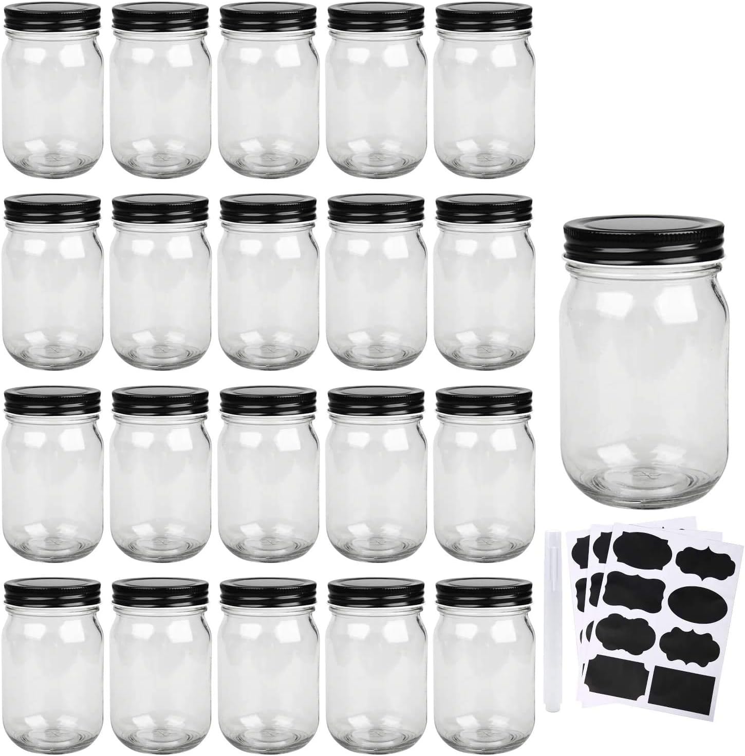 Amazon.com: Glass Jars With Lids,6 oz Jars With Black Lids Small Clear ...
