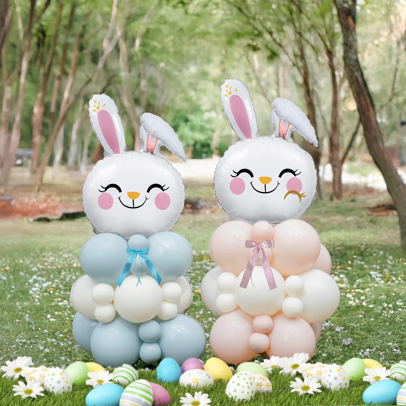 Amazon.com: Easter Bunny balloons Blue and Pink balloons with 3Pcs ...