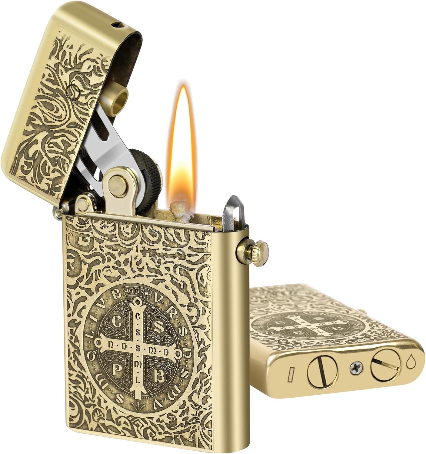 YUSUD Vintage Trench Lighter - Classic Copper Lighers, Fluid Refillable ...