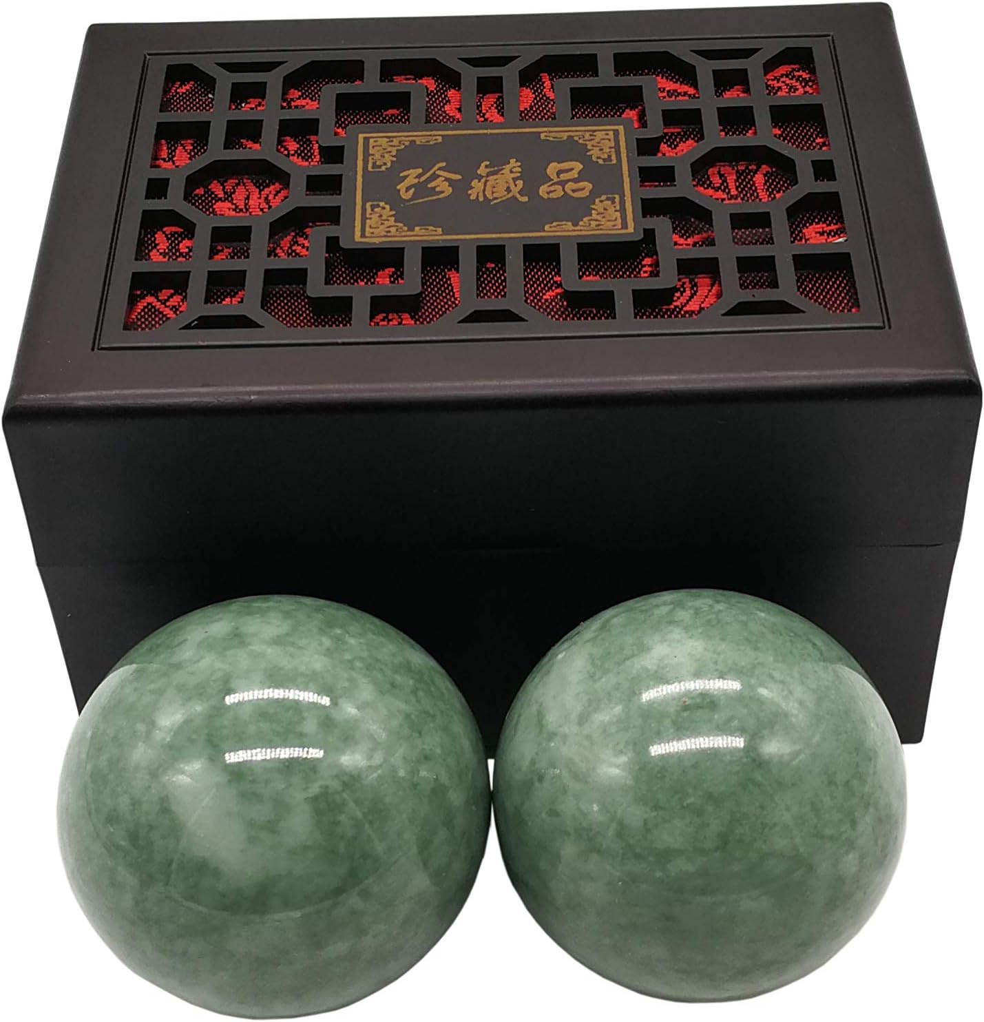 Amazon.com: BCQLI 2" Greenish Stone Baoding Balls,Hand Exercise Tool ...