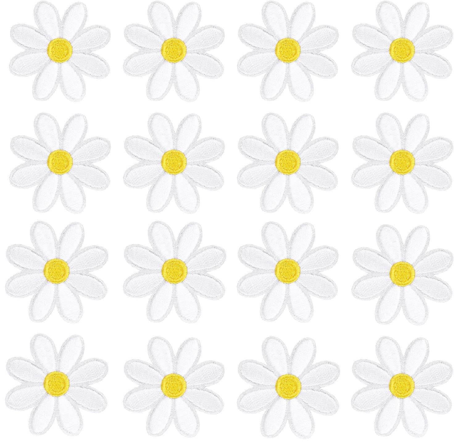30pcs Daisy Flower Iron On Patches Clothing Embroidered Sew Applique ...