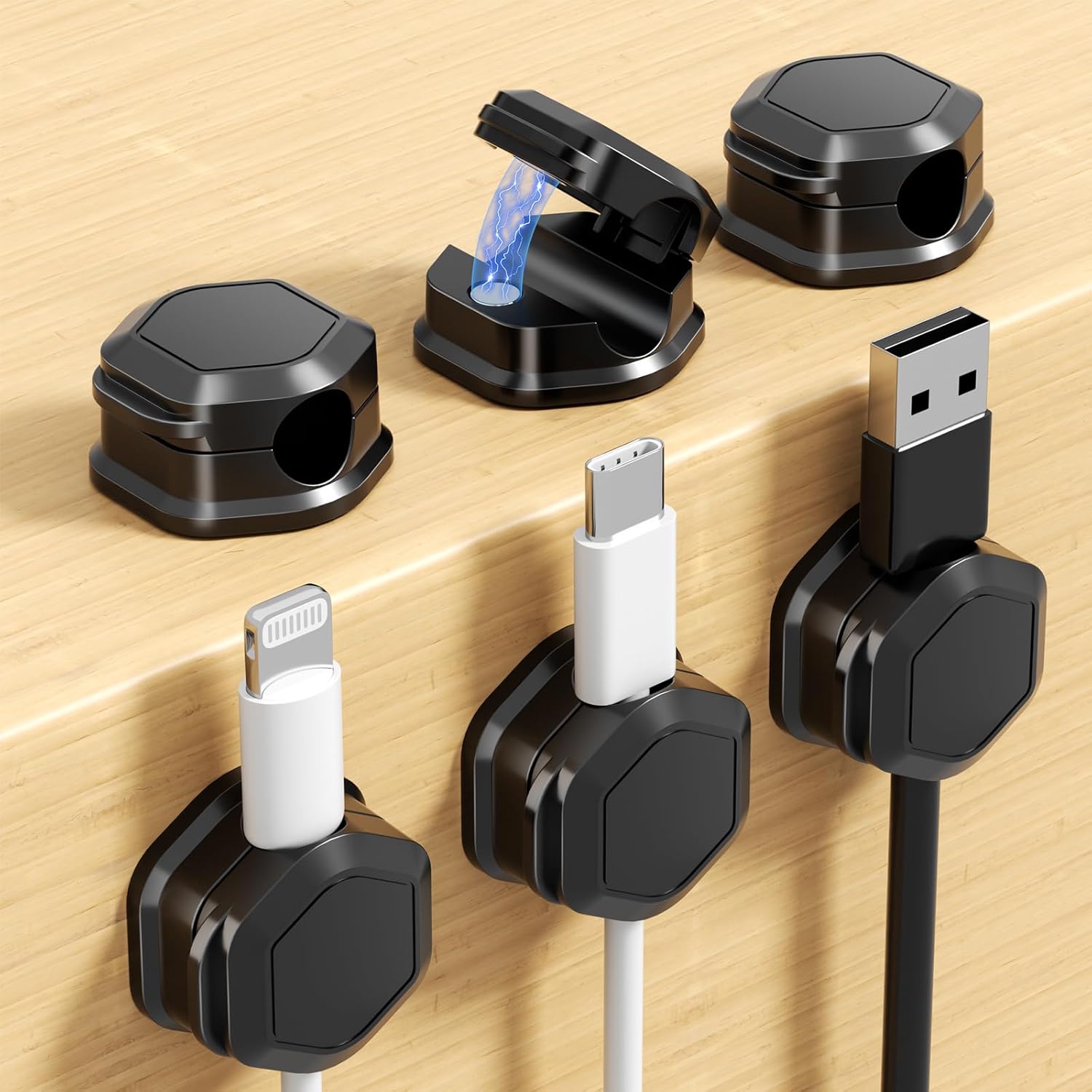 Amazon.com: 6 Pack Magnetic Cable Clips, Cable Smooth Adjustable Cord ...