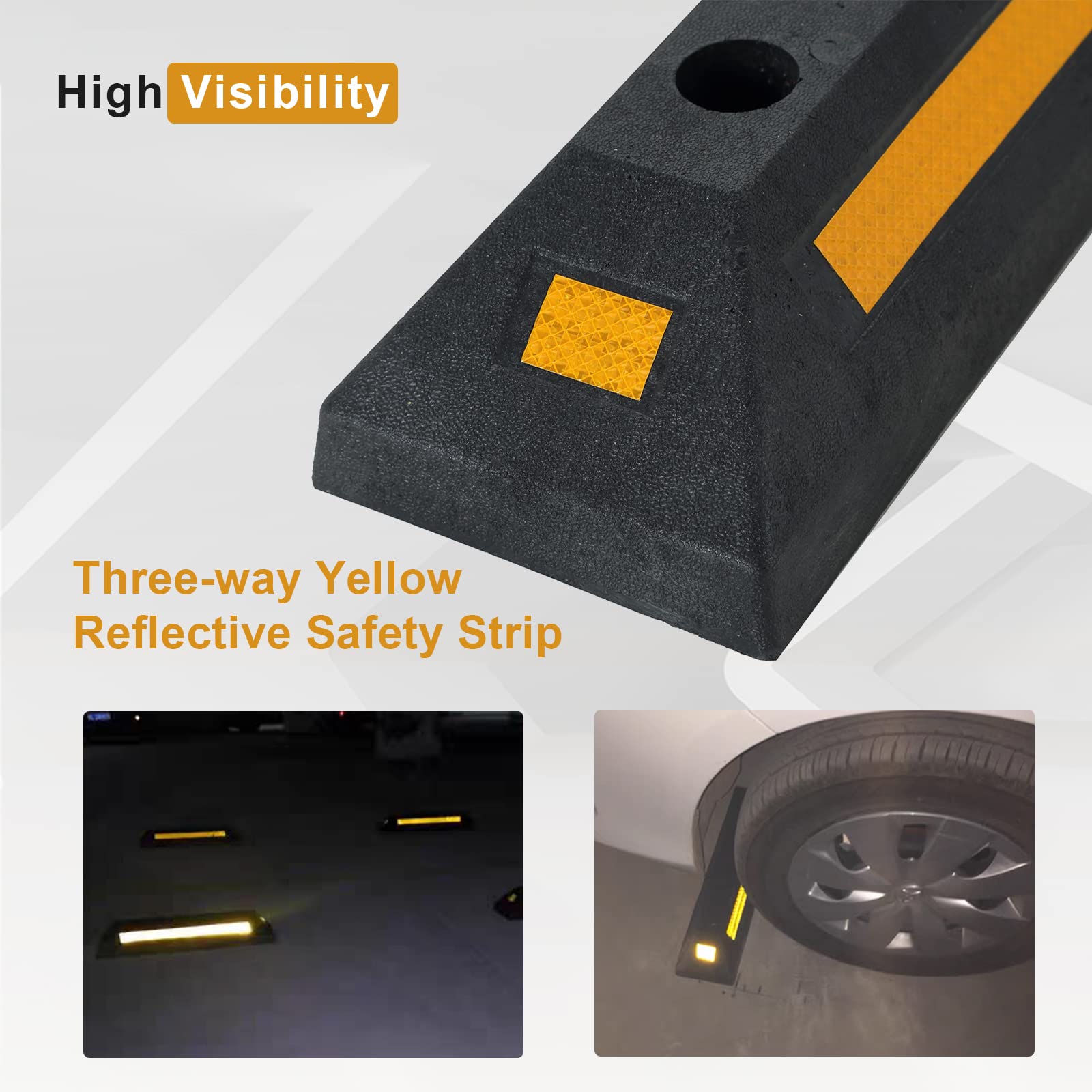 DASBET 2 Pack Heavy Duty Rubber Parking Block Parking Curb | Wheel Stop ...