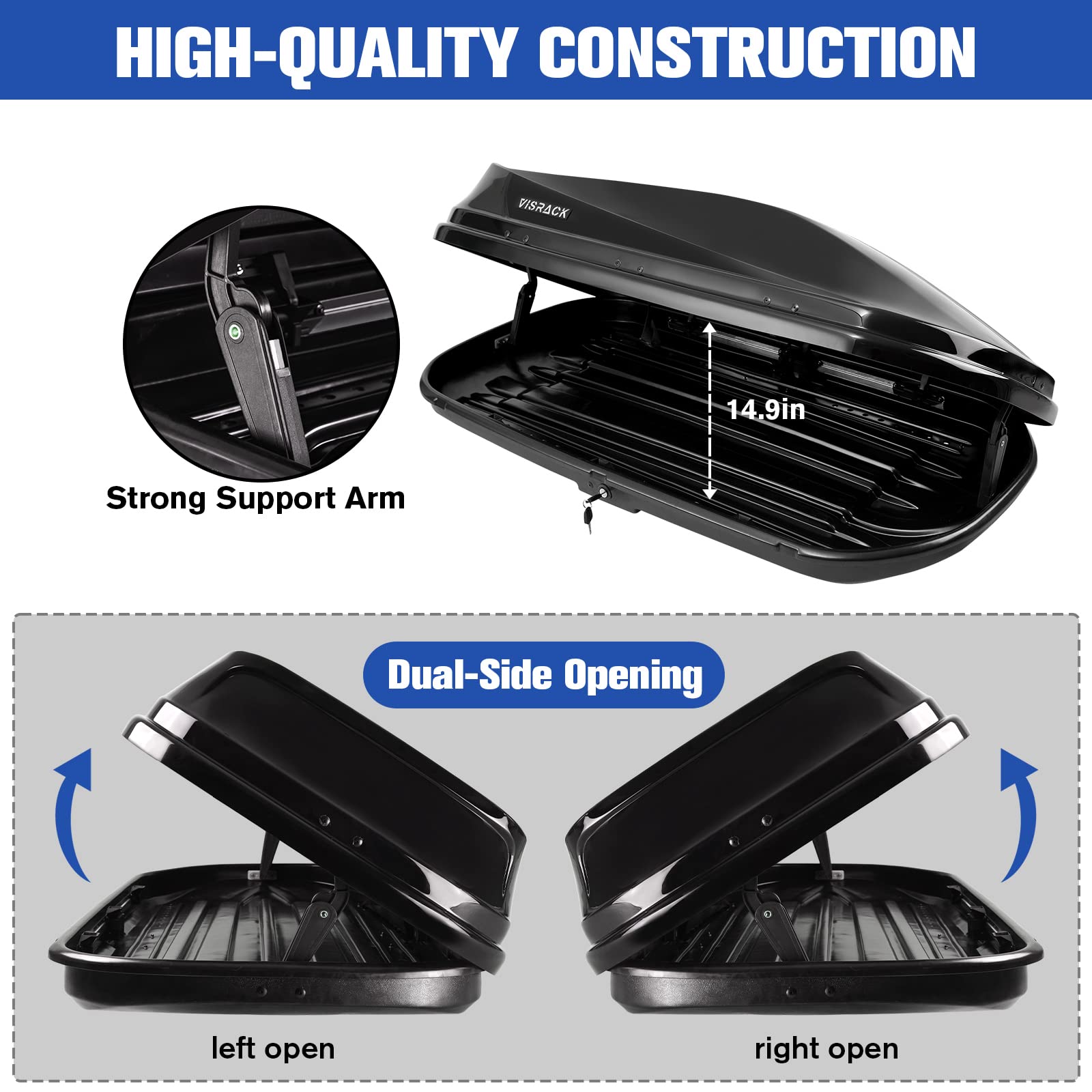 Heavy-Duty Rooftop Cargo Box, Weather-Resistant Hard-Shell Roof Storage ...