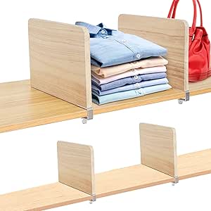 Amazon.com: BXAIGR Shelf Dividers for Closet Organization - Solid Wood ...