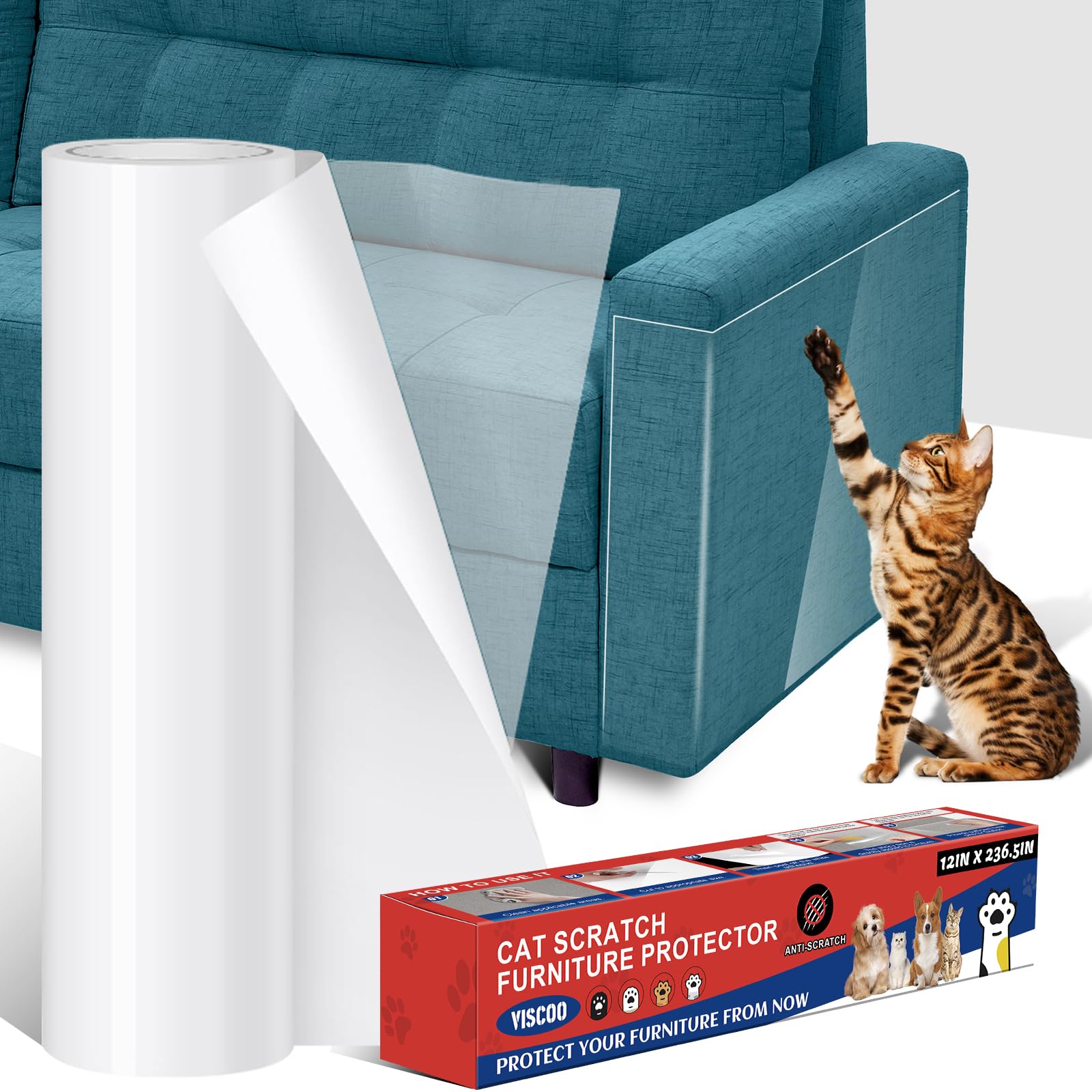 Amazon.com : VISCOO Thicken Anti Cat Scratch Furniture Protector, 236.5 ...