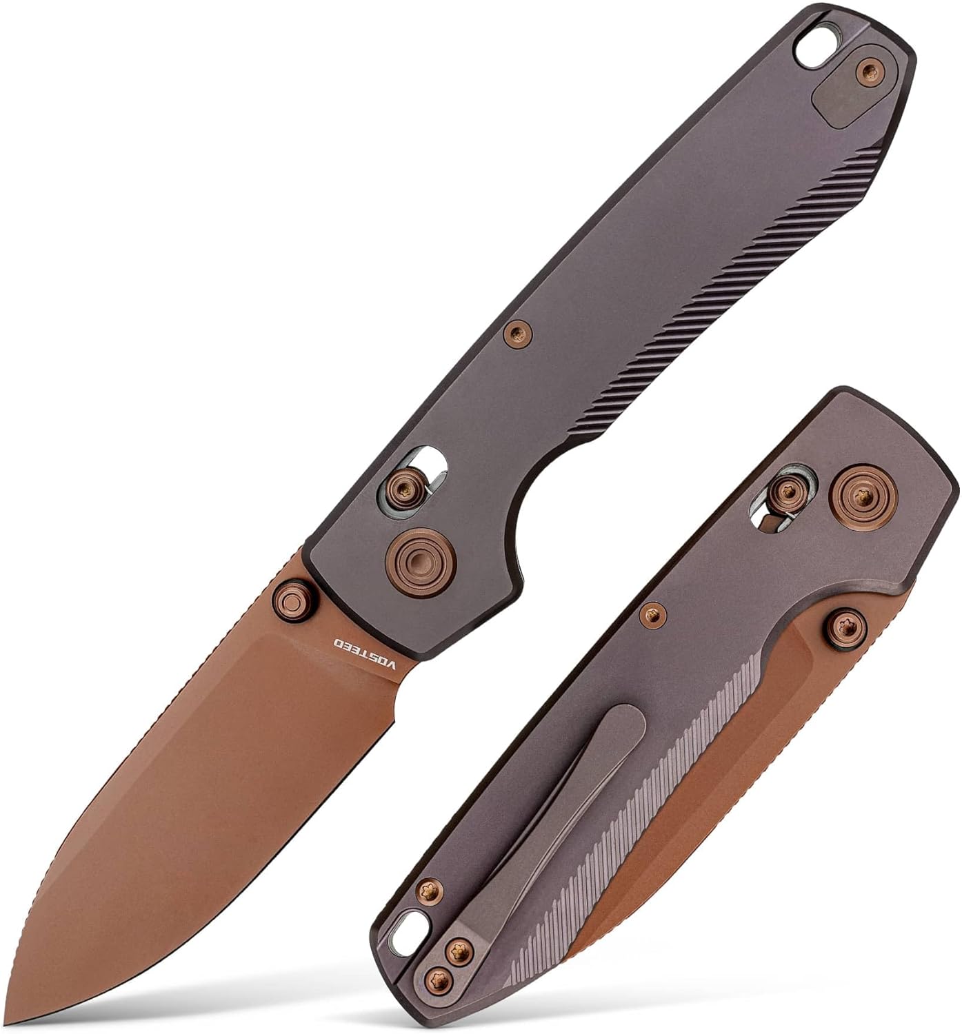 Vosteed Raccoon TiSlim Pocket Knife - 3.18" 154CM Copper Dune Blade ...