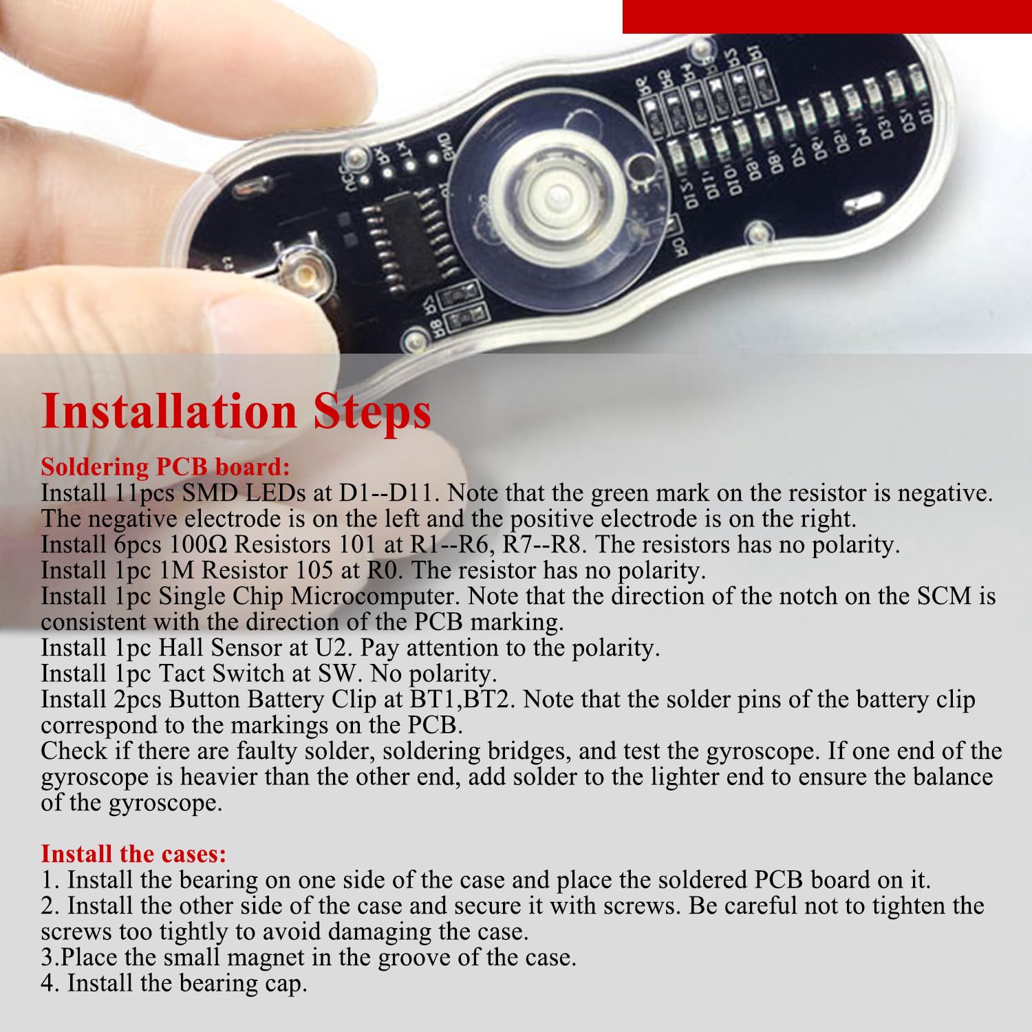 Snapklik.com : LED Rotating Gyroscope DIY Kit 2 Leaves Gyroscope SMD ...