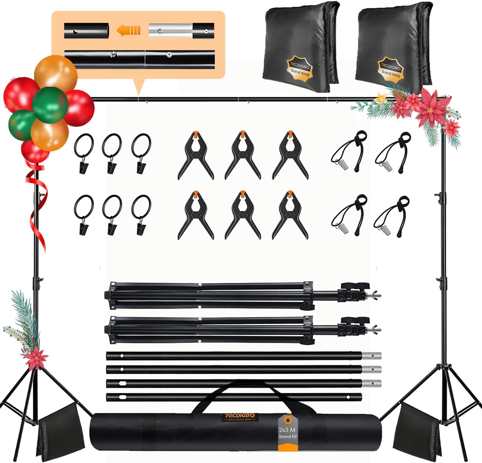 Amazon.com : Hecis 10x10Ft Double Crossbar Pipe and Drape Stand kit ...