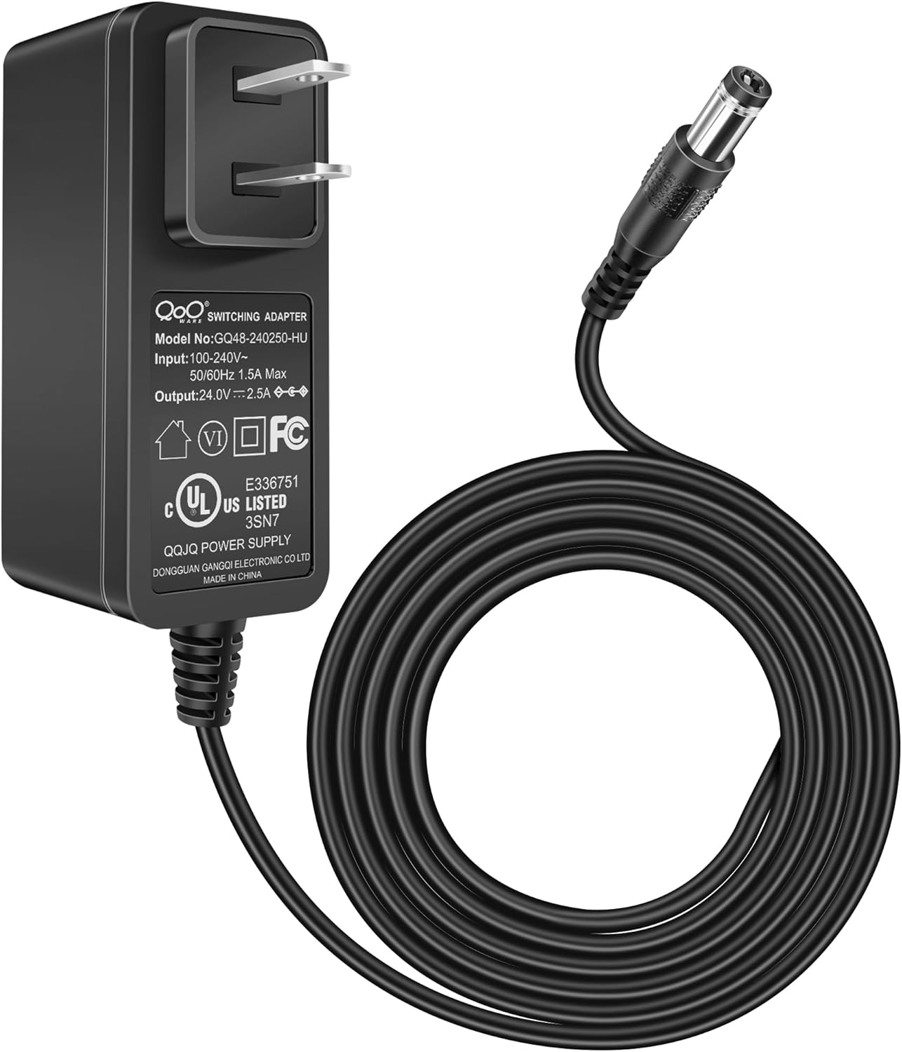 QooWare 24V DC 2.5A LED Power Supply Adapter – 60W Max, UL Certified ...